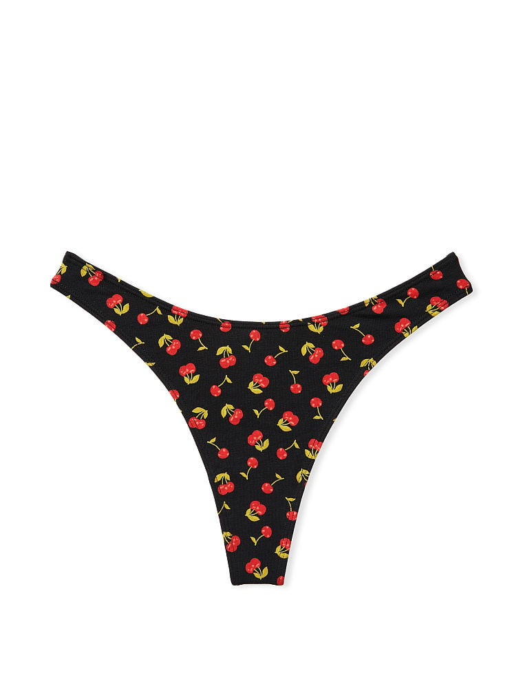 Трусики Stretch Cotton High Leg Thong Panty Cherry Victorias Secret